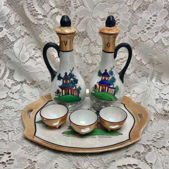 Dining | Vintage Rare 8pc Variant Polychrome Blue Willow Condiment Set ...